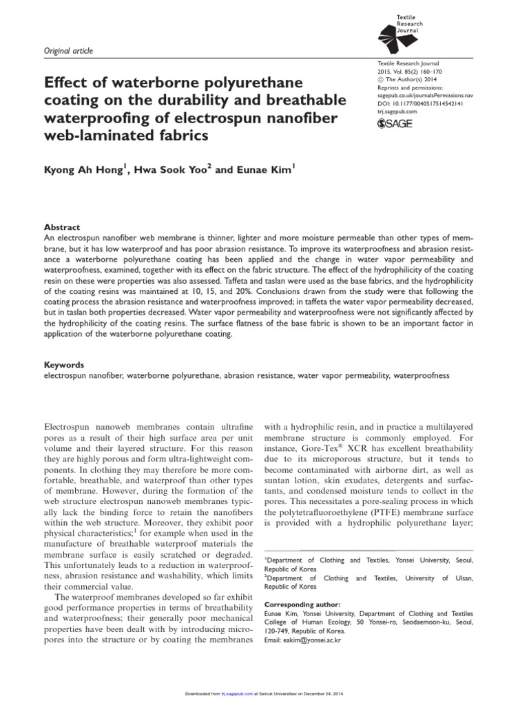 Effect of Waterborne Polyurethane Coating | PDF | Textiles | Materials