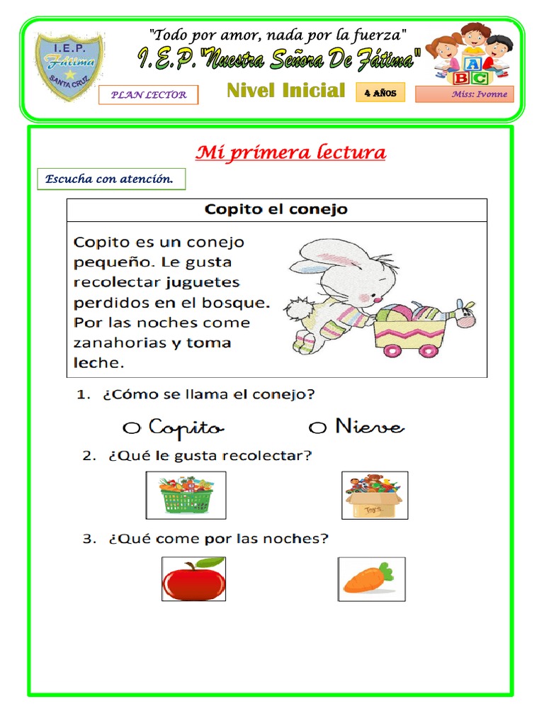 Plan Lector 4 Años 2022-1 | PDF