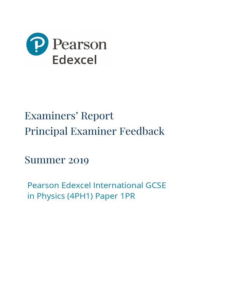 Examiners' Report Principal Examiner Feedback Summer 2019: Pearson ...