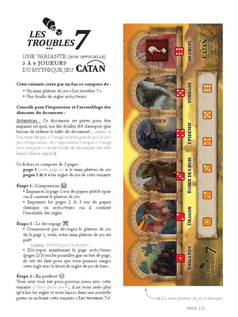 Variante "Les Troubles 7" pour Catan | PDF | Imprimante (Informatique) | Dé