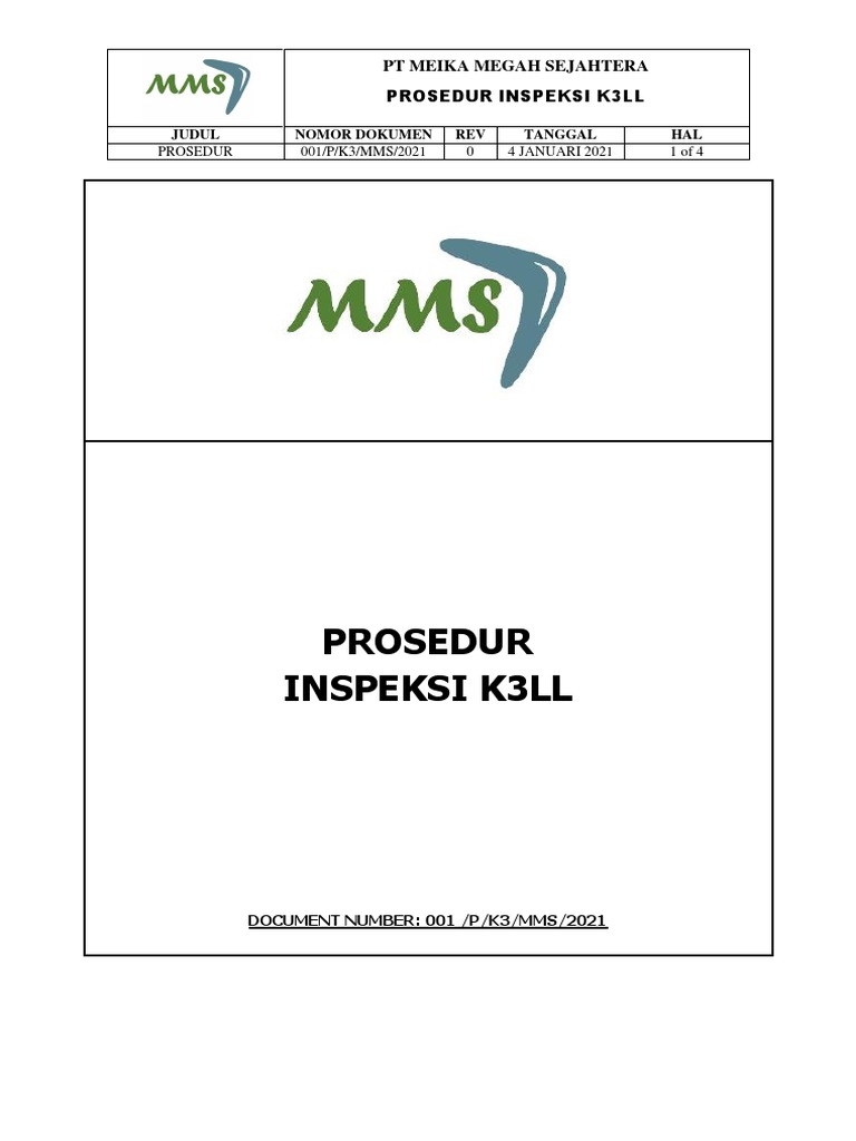 3e. Prosedur Program Inspeksi Manajemen K3LL | PDF