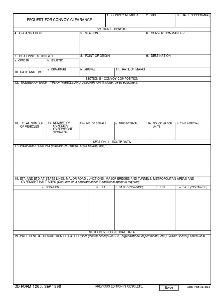 Convoy Clearance Request Form | PDF | Transport