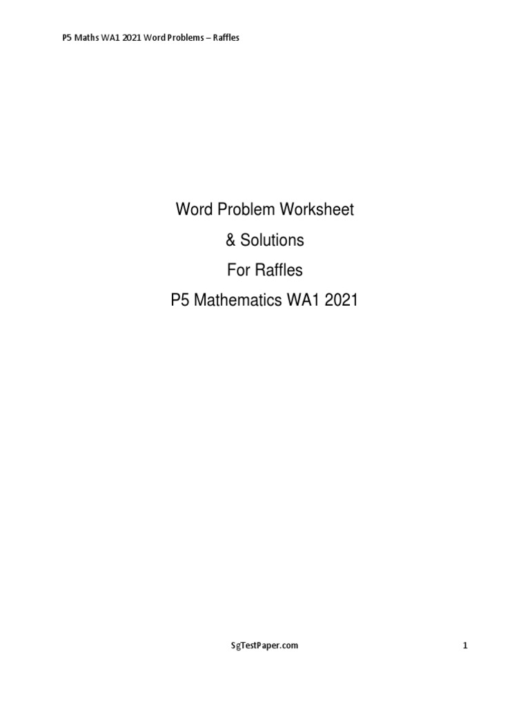 P5 Maths WA1 2021 Word Problems | PDF | Area | Geometric Measurement