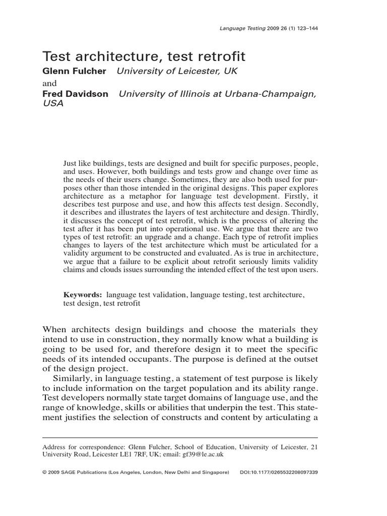 Test Architecture, Test Retrofit | PDF | Argument | Reliability Engineering