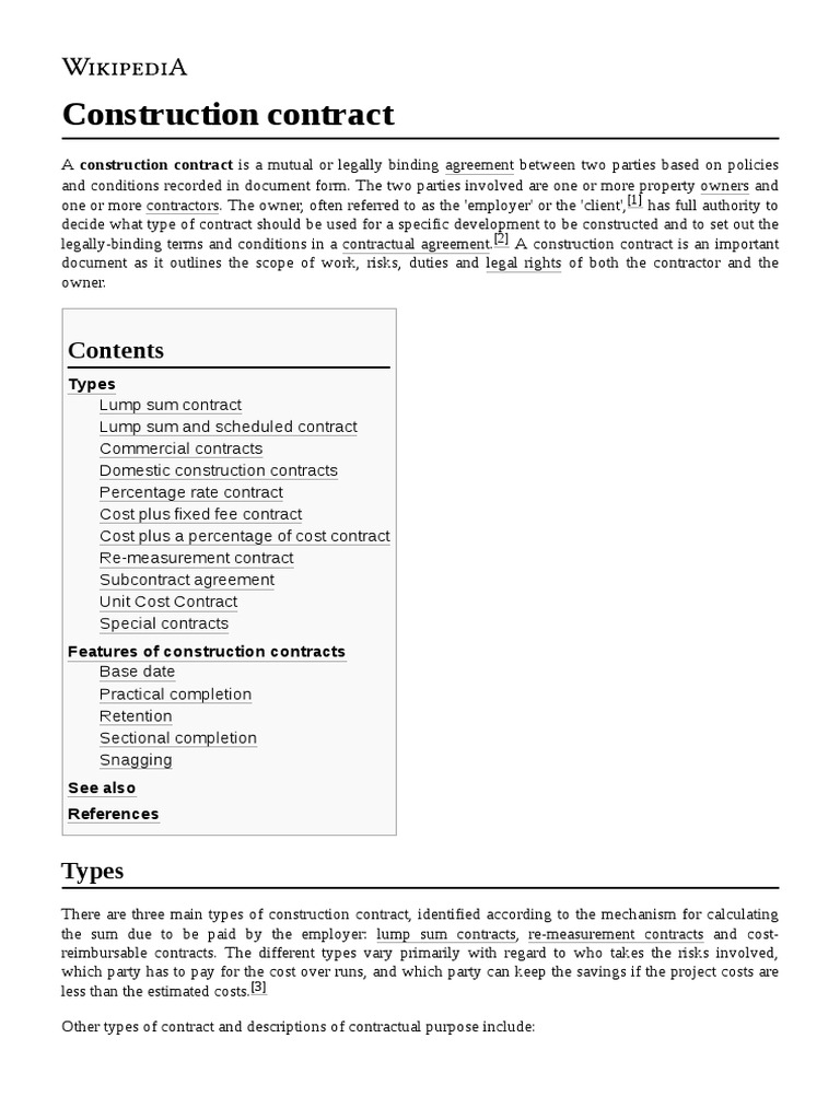 Construction Contract | PDF | Consent | Contract Law