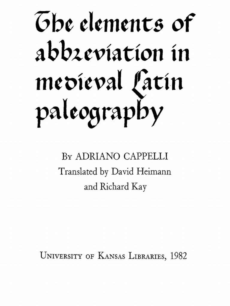 Elements of Abbreviation in Medieval Latin Paleography | PDF