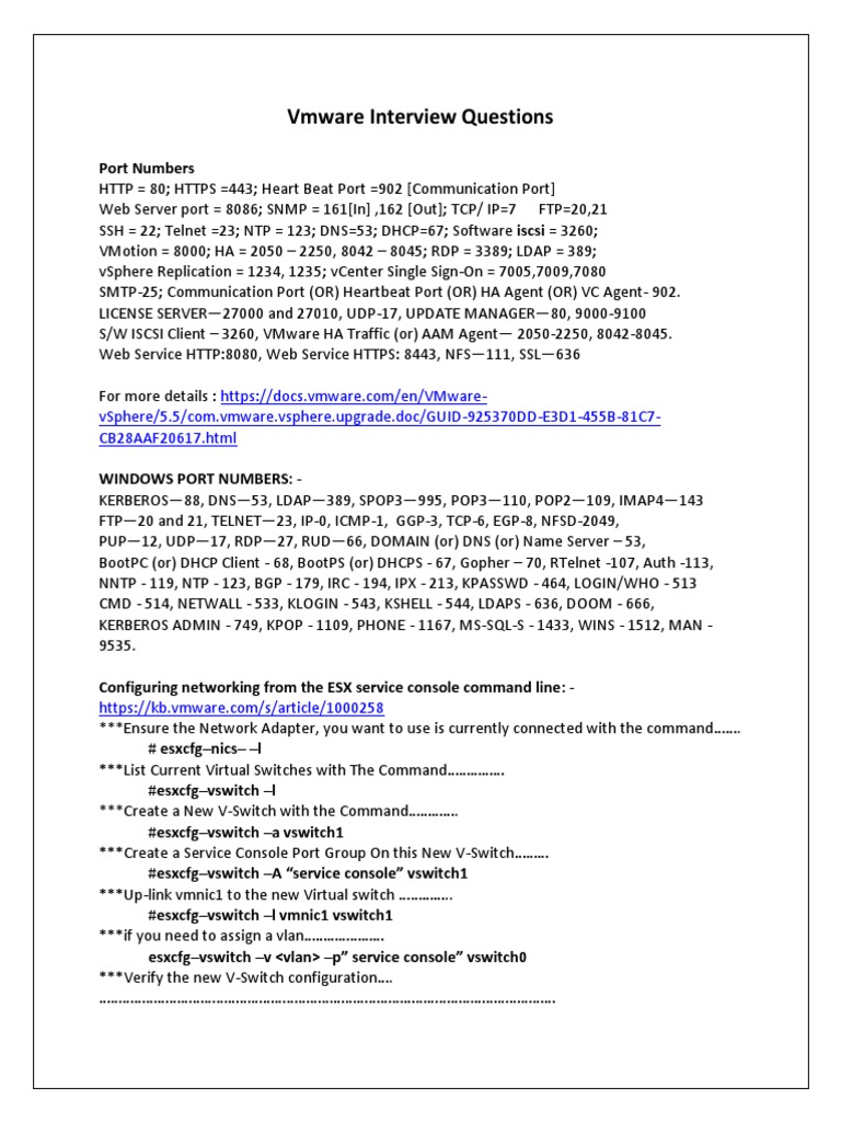 VMWARE INTERVIEW Questions 1 | PDF | Virtualization | V Mware
