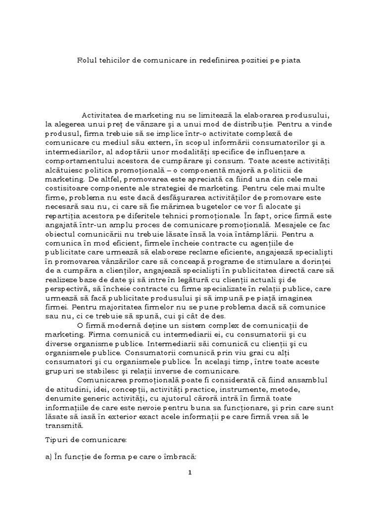 Rolul Tehnicilor de Comunicare | PDF