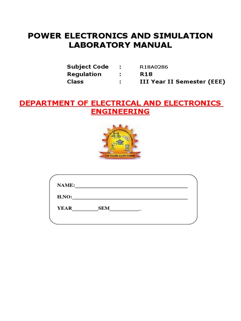 Power Electronics &simulation Lab Manual | PDF | Power Inverter ...