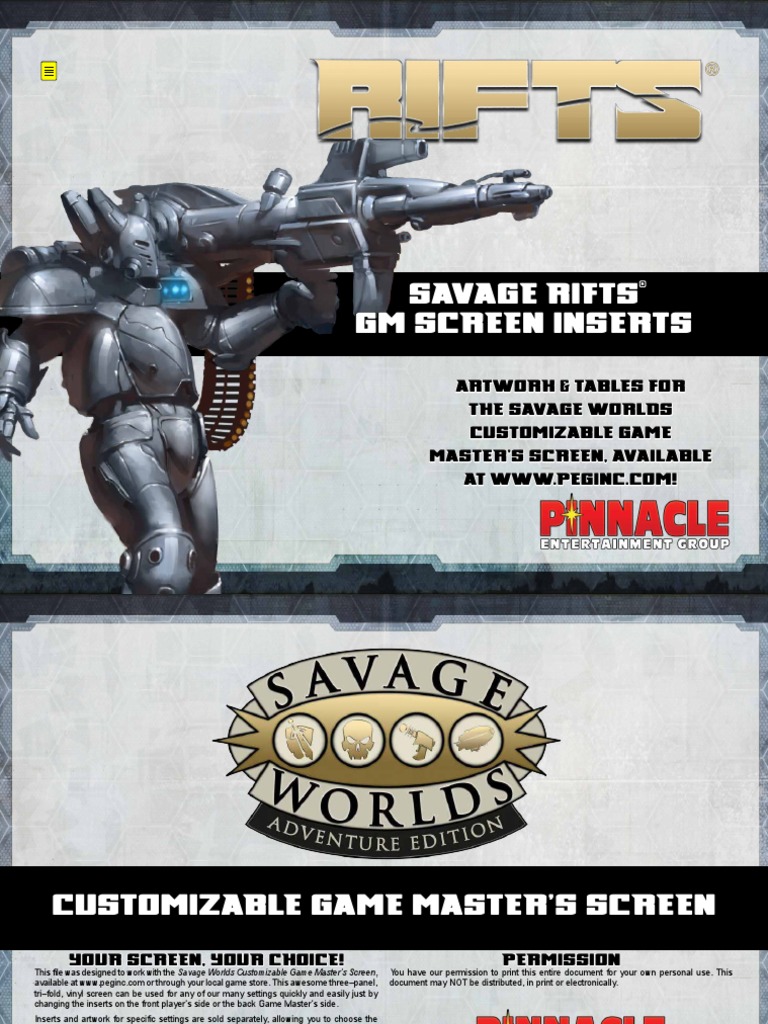 SWADE - RIFTS - GM Screen | PDF | History