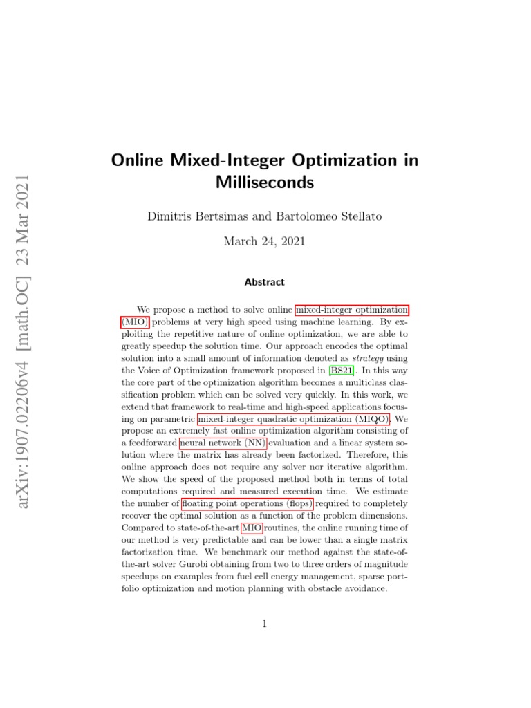 Online Mixed-Integer Optimization in Milliseconds | PDF | Mathematical ...