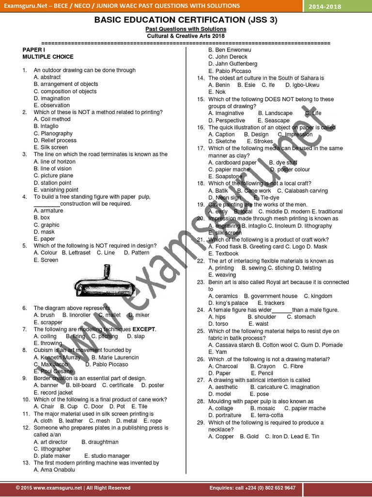 Bece Junior WAEC Past Question - Fine Arts (Updated) | PDF | Clef ...