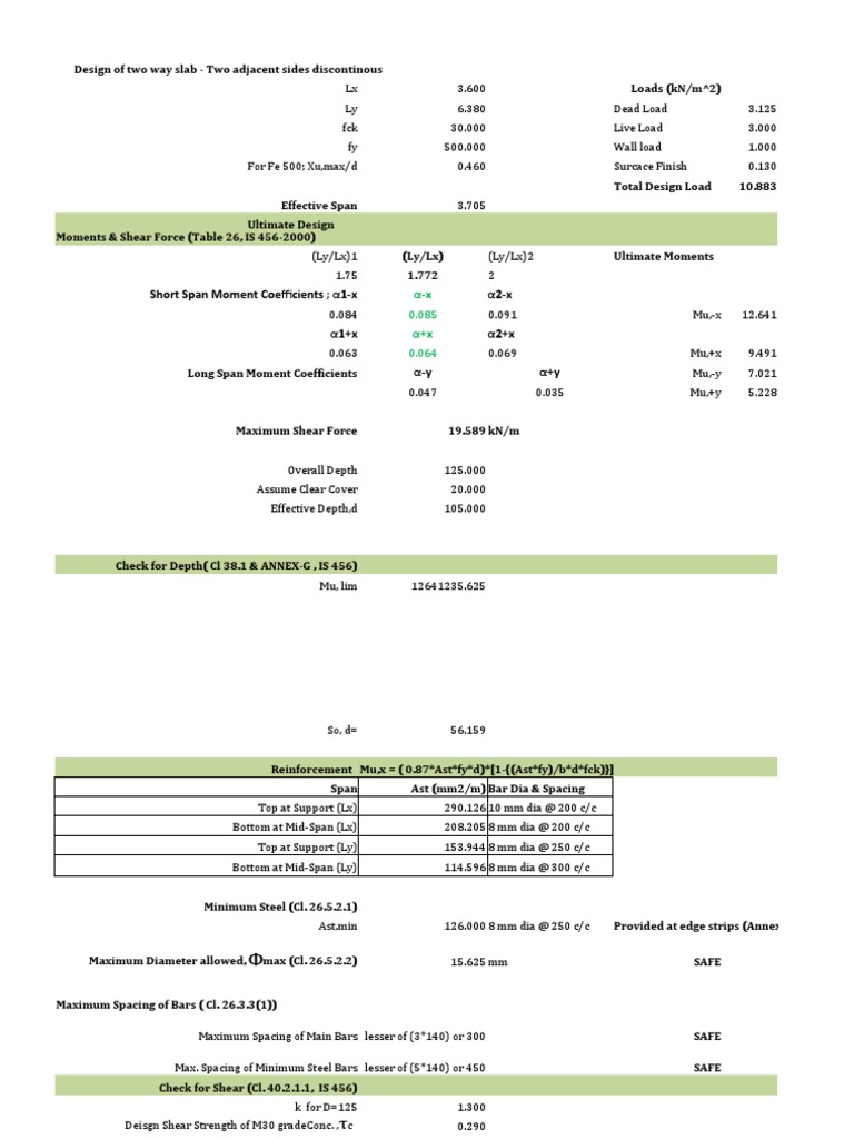 Design of Two Way Slab Modified 2 | PDF | Continuum Mechanics ...
