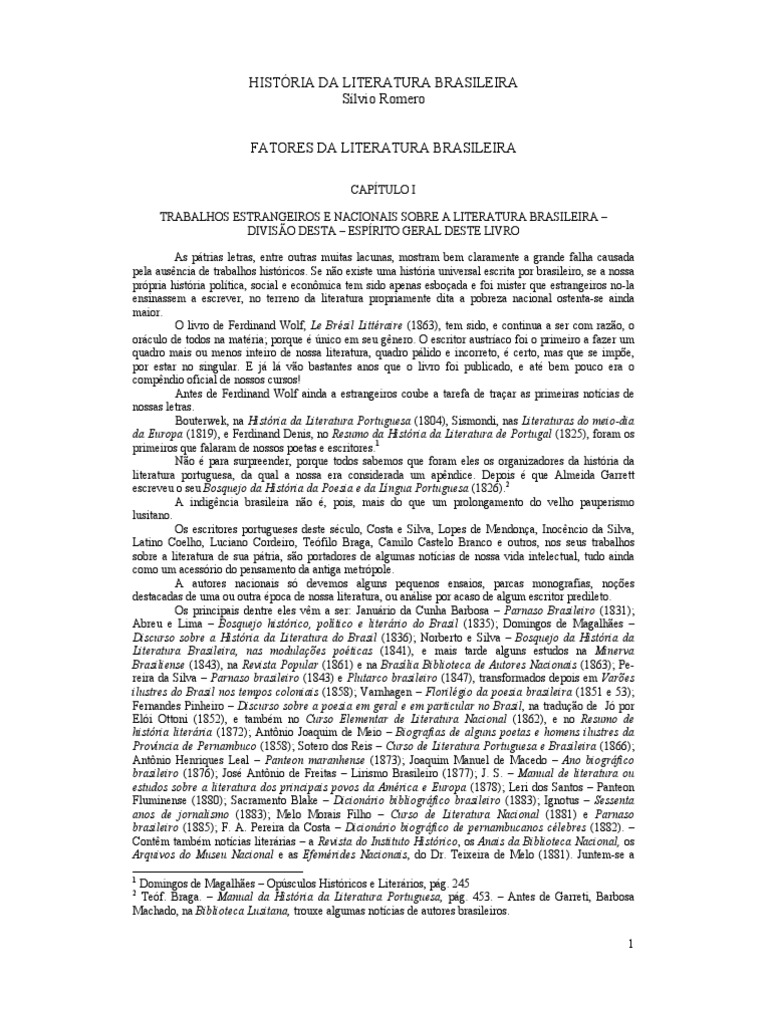 Historia Da Literatura Brasileira | PDF