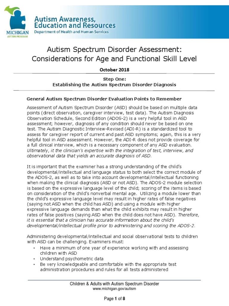 ASD Assessment by Age Best Practice 638466 7 | PDF | Autism Spectrum ...