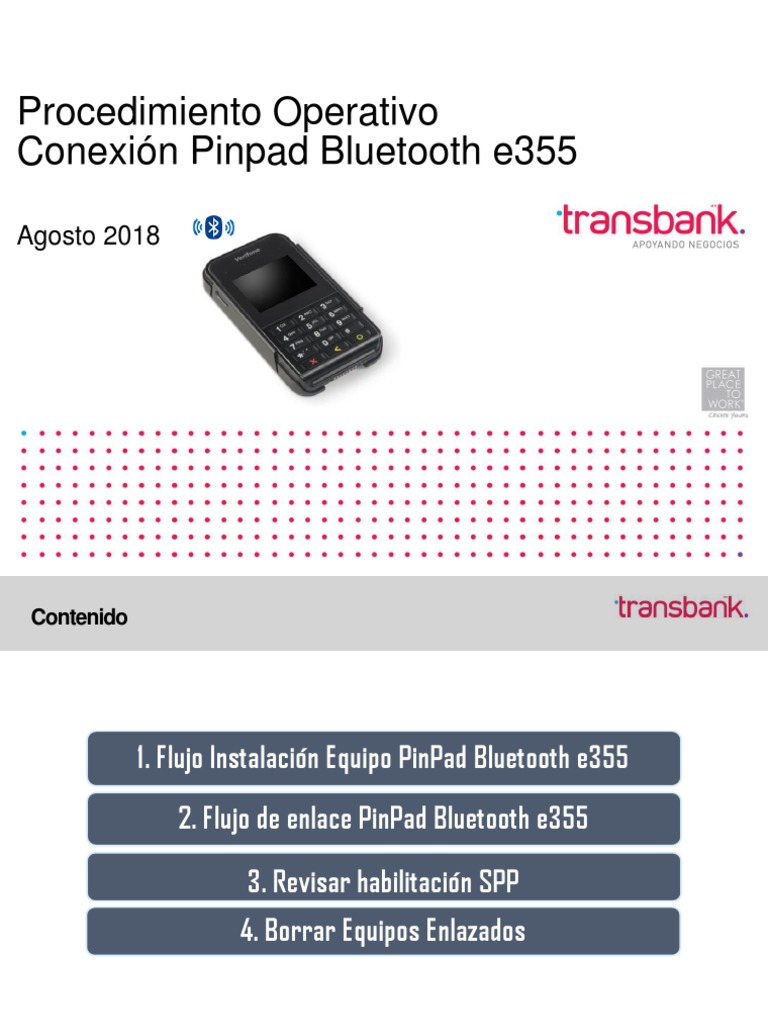 Configuración y conexión inalámbrica del dispositivo Pinpad Bluetooth ...
