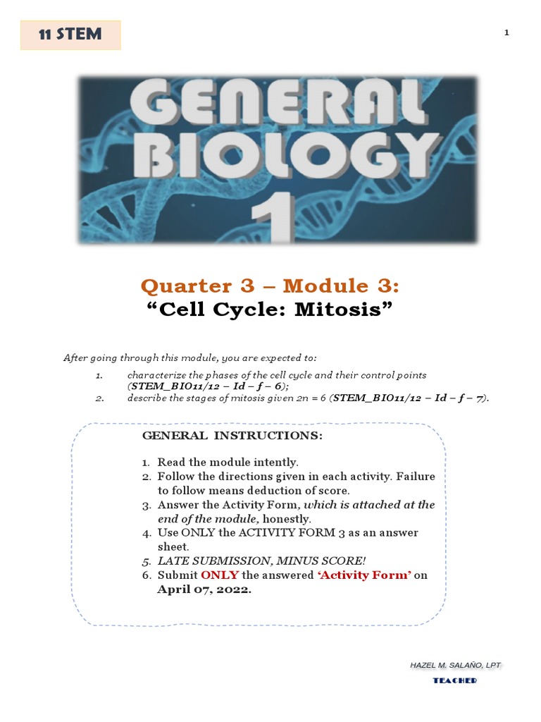 Module 3 - Gen Bio 1 - Midterm | PDF | Mitosis | Cell Cycle