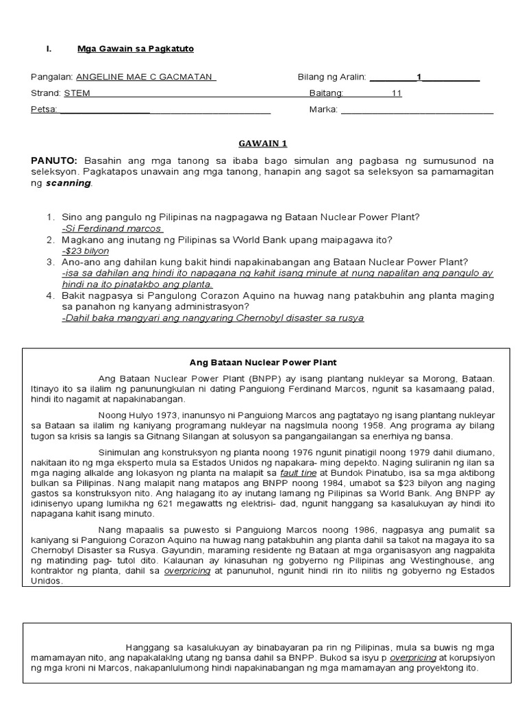 Modyul 1 - Pagbasa | PDF