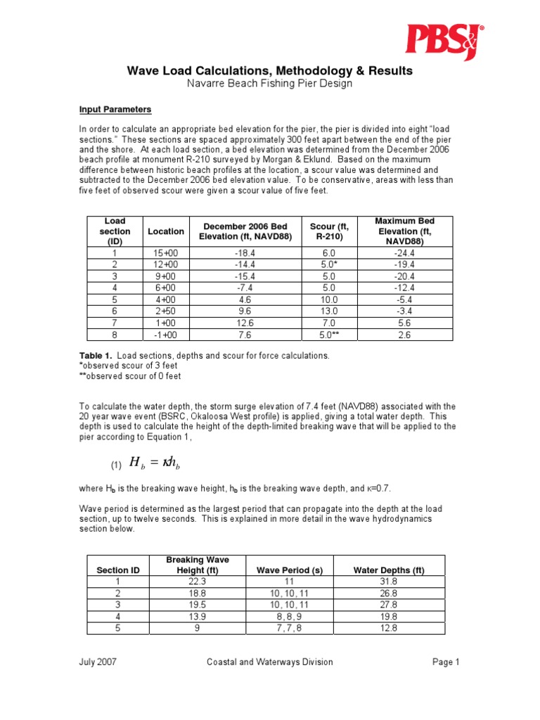 Wave Loads Calculations | PDF