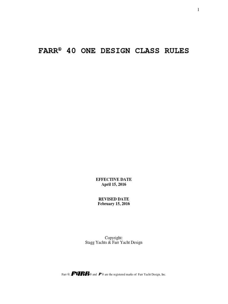 Farr 40 One Design Class Rules: Effective Date April 15, 2016 | PDF ...