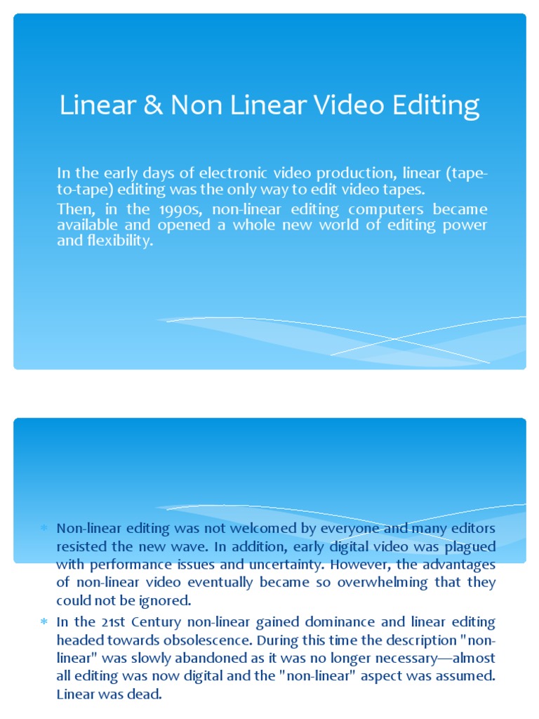 Linear & Non Linear Video Editing | PDF | Videotape | Videocassette ...