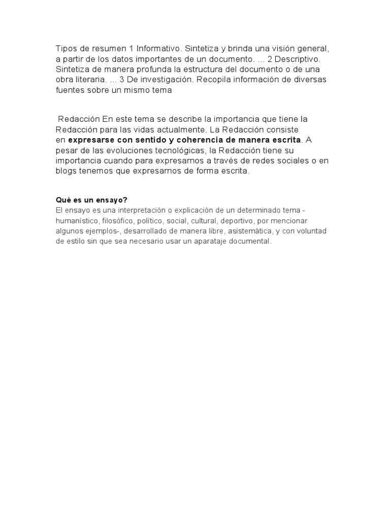 Tipos de Resumen Informativo | PDF