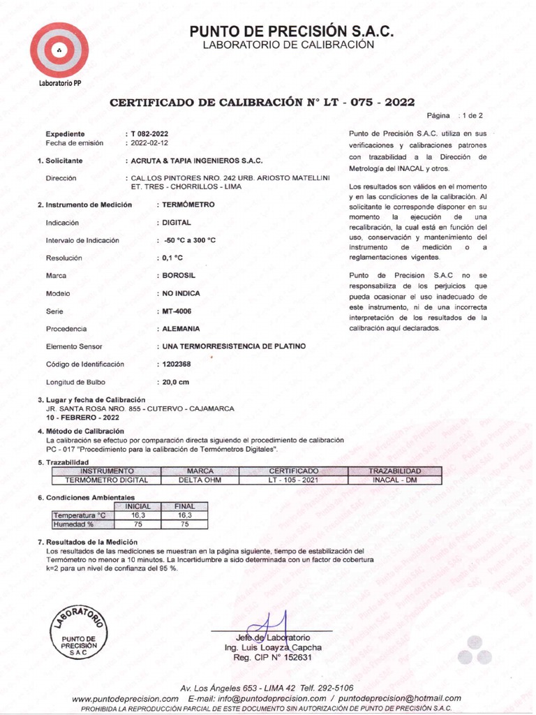 Certificados de Calibracion (1) | PDF