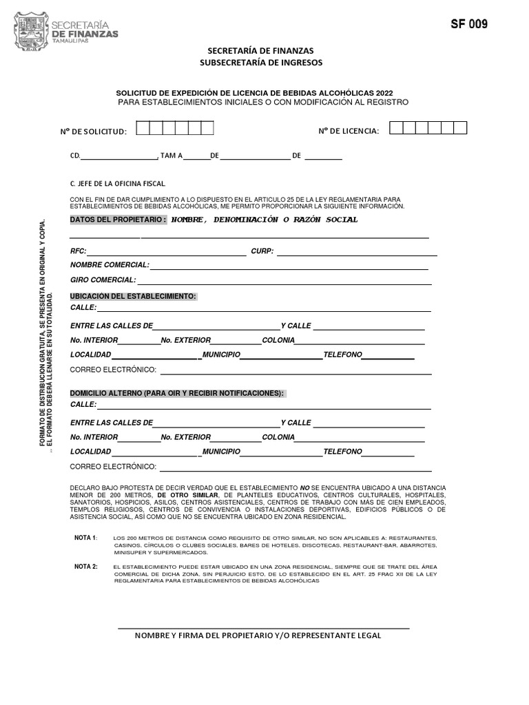 Formato SF-009 Actualizado 2022 | PDF