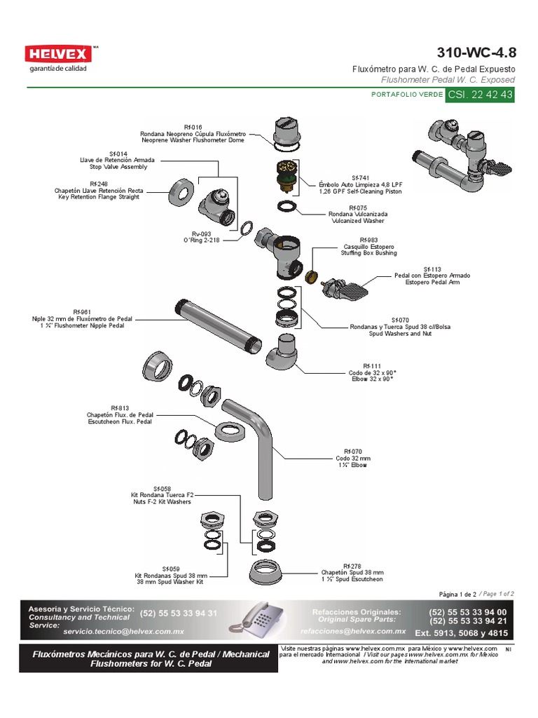 Despiece Fluxometro | PDF | Unión | Ingeniería mecánica