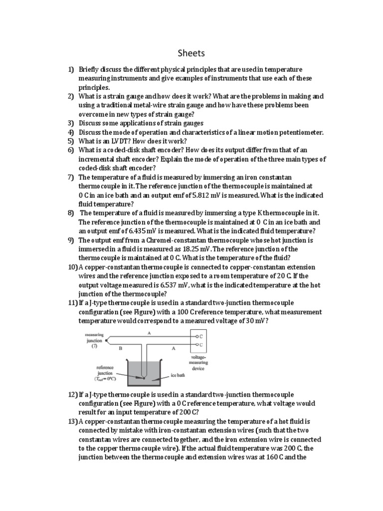 Sensor - Sheet 2 | PDF | Thermocouple | Mechanical Engineering