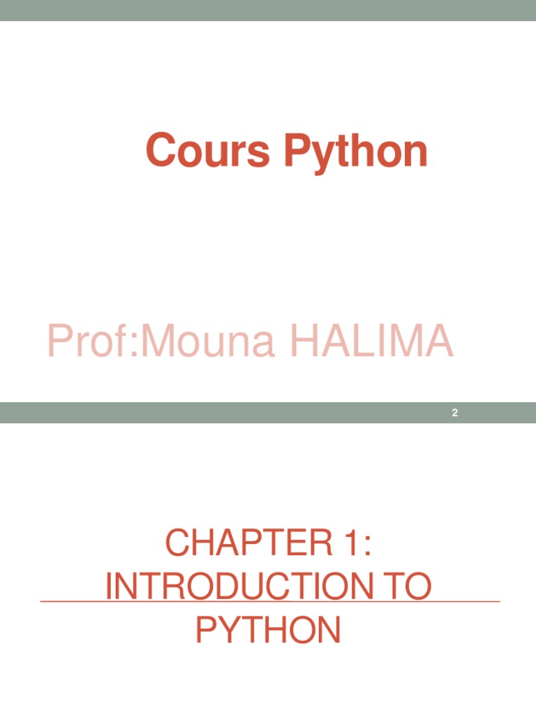 Cours Python: Prof:Mouna HALIMA | PDF | Control Flow | Computer Programming