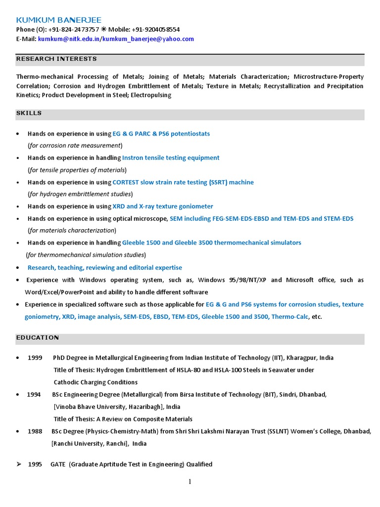 CV DR KB 2 Nov 2019 Nitk | Download Free PDF | Steel | Metallurgy