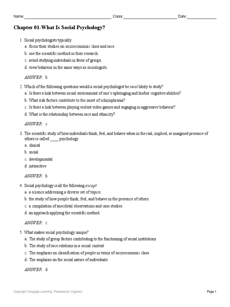 Chapter 01 What Is Social Psychology | PDF | Psychology | Social Psychology