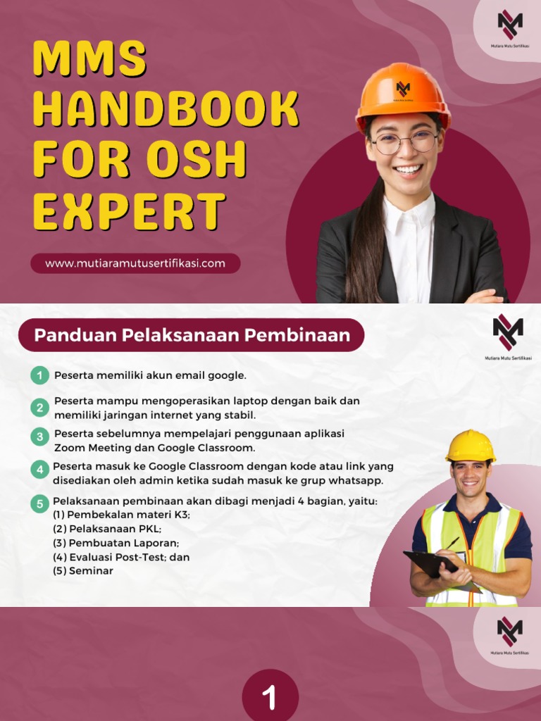 (PT MMS) Handbook For Osh Expert | PDF