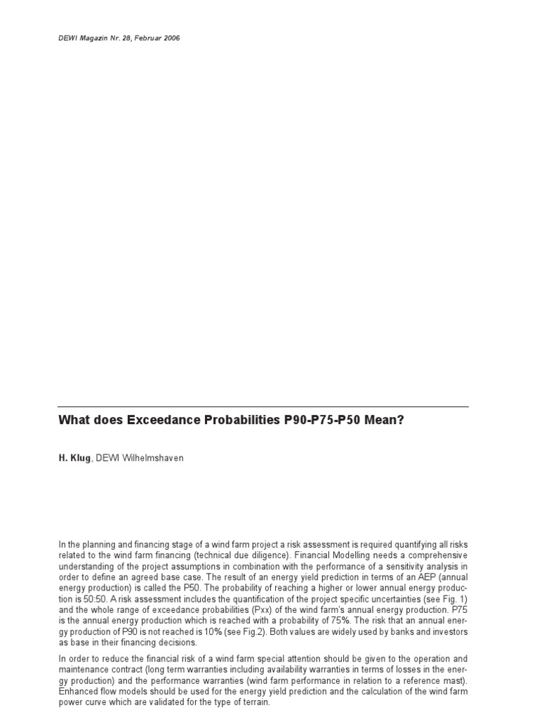 Exceedence Probability | PDF | Risk | Wind Power