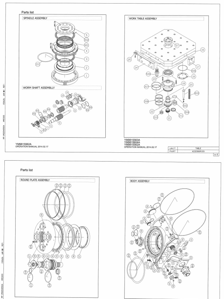 HMC500 Table Parts List | PDF | Equipment | Vehicle Parts