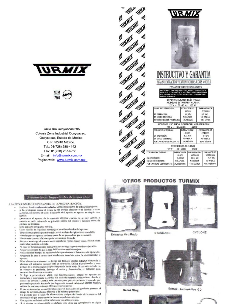 Guía de Ensamble y Uso Extractor Turmix | PDF