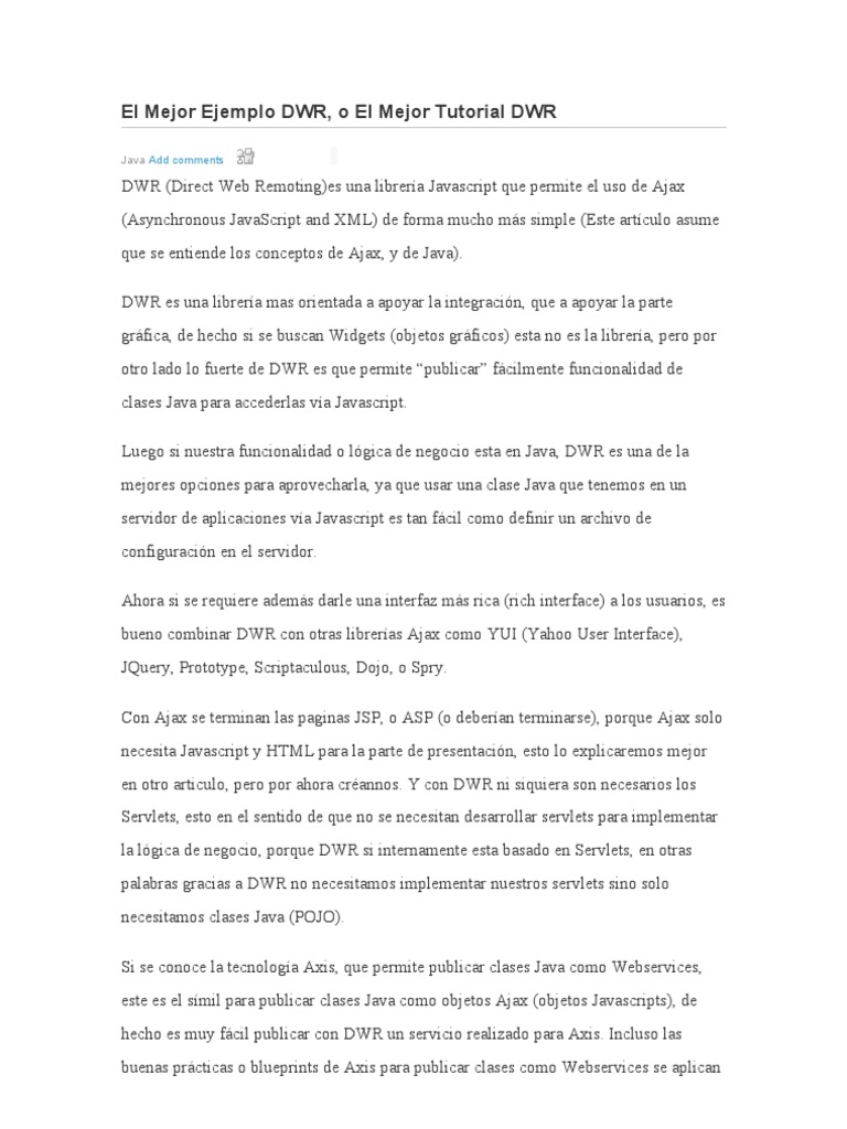 El Mejor Ejemplo DWR | PDF | Script Java | Ajax (Programación)