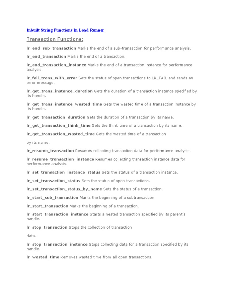 Inbuilt String Functions in Load Runner | PDF | Command Line Interface | String (Computer Science)