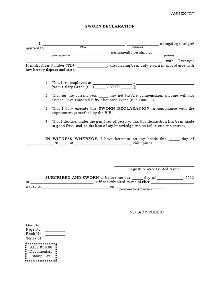 Sworn Declaration: (Name) (Citizenship) | PDF