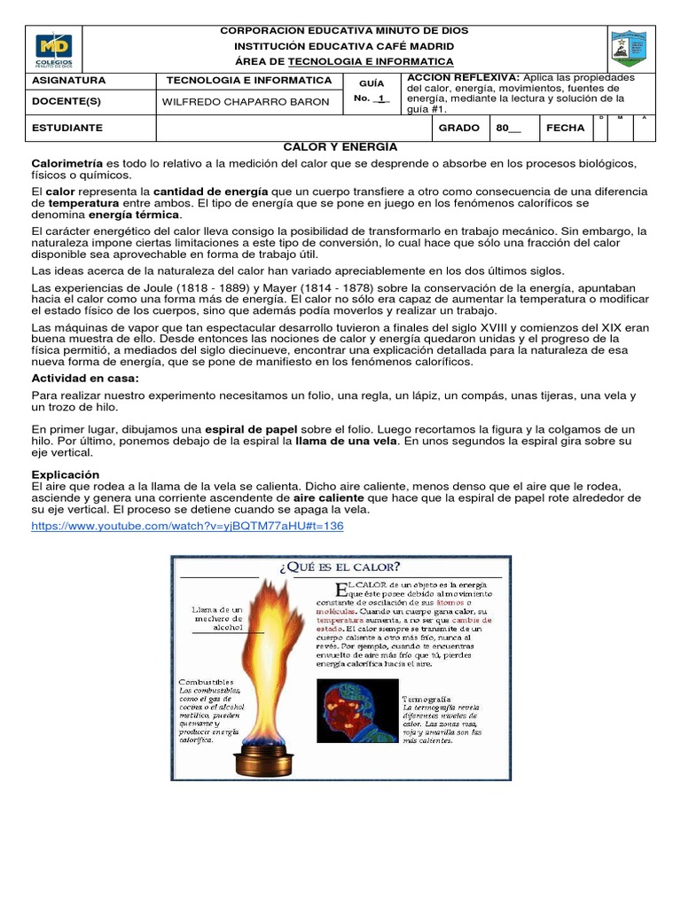 Calor y Energía: Guía de Actividades | PDF | Calor | Temperatura