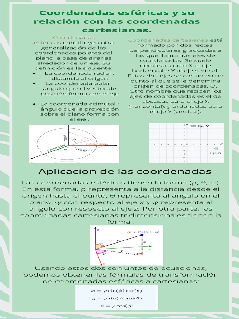 Coordenadas Esféricas y Su Relacion Con Las Coordenadas Cartesianas | PDF