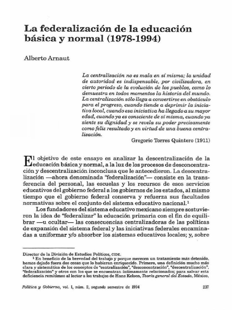 Desentralizacion En La Educacion Pdf Federación México