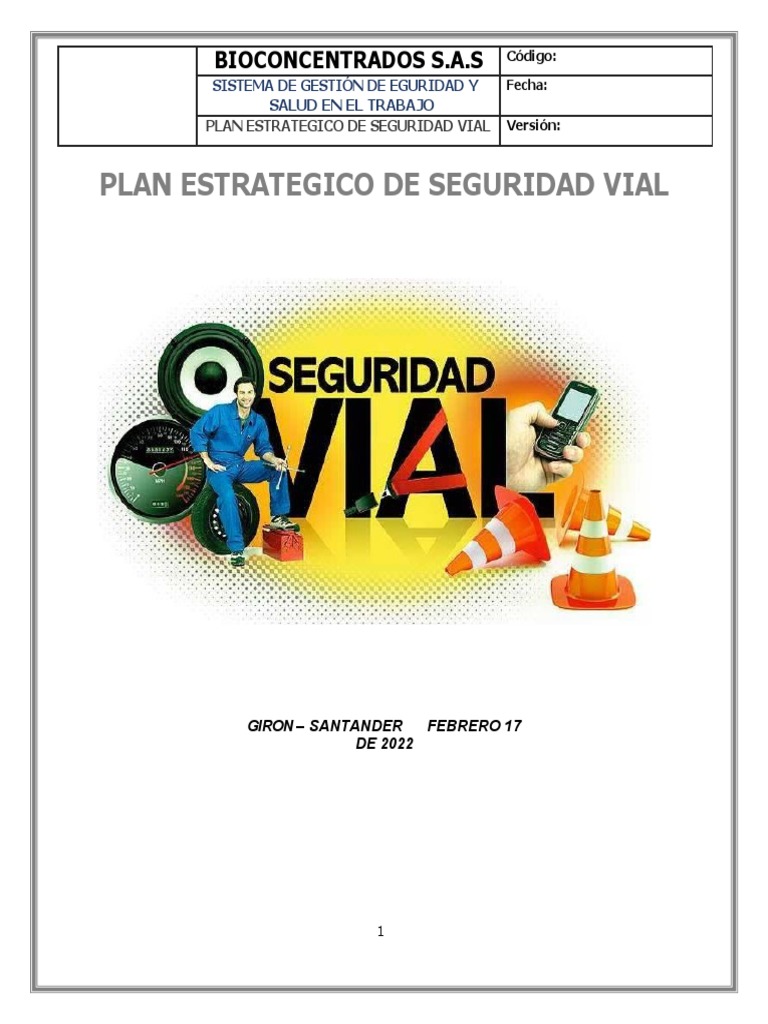 SST-MSG-21 Plan Estrategico de Seguridad Vial | PDF