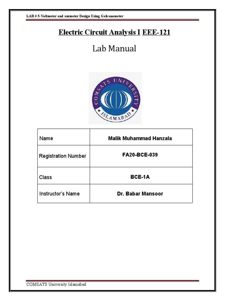 ECA 1 Lab 5 | PDF | Voltage | Electromagnetism