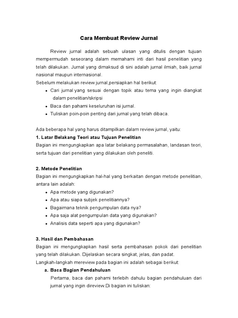 Cara Membuat Review Jurnal | PDF