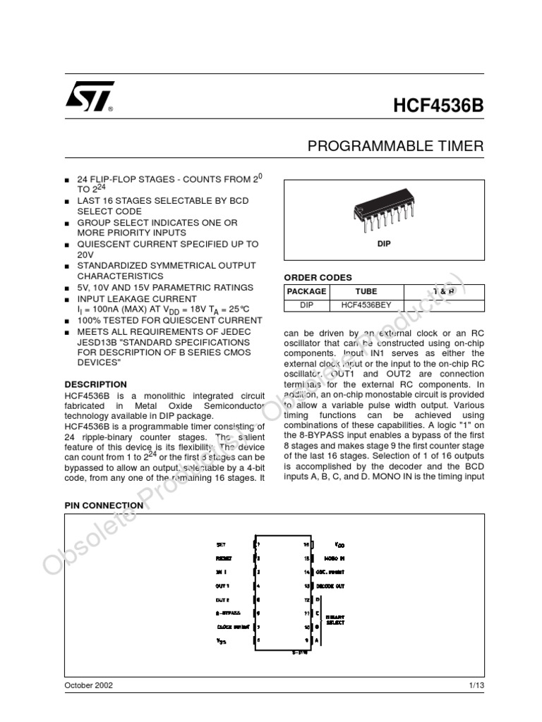 Type 4536 Oscillator-Divider IC | PDF | Integrated Circuit | Logic Gate
