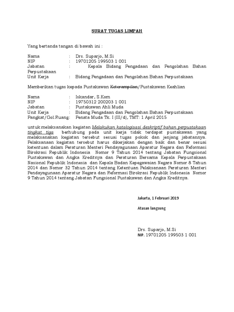 Surat Tugas Limpah | PDF