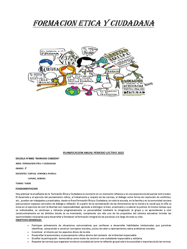 Formacion Etica Y Ciudadana Anual 2022 Pdf Pensamiento Crítico