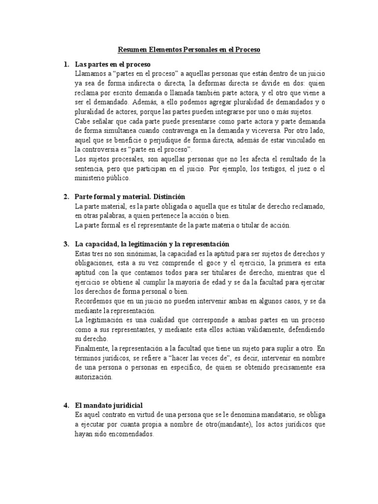 Resumen Elementos Personales en El Proceso | PDF